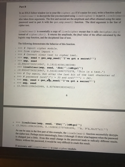 Part B In an IDLE Editor window (or in your file | Chegg.com