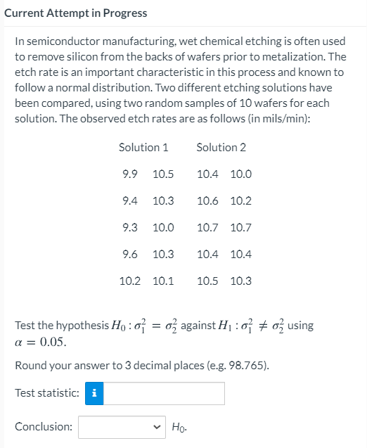Solved Current Attempt in Progress In semiconductor | Chegg.com