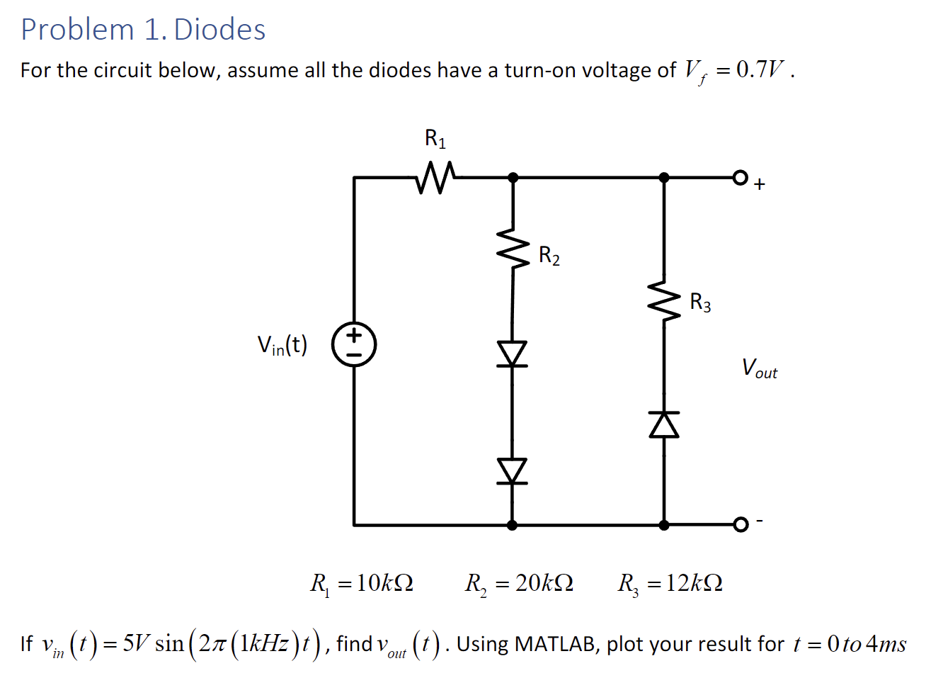 Solved Problem 1. ﻿DiodesFor the circuit below, assume all | Chegg.com