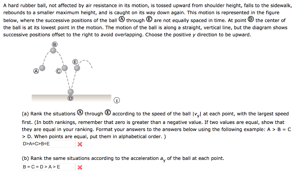 Solved A hard rubber ball, not affected by air resistance in | Chegg.com