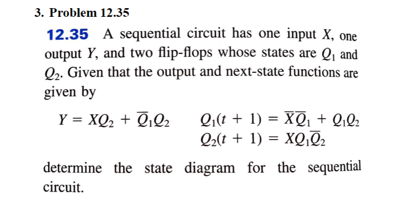 Solved 12.35 A sequential circuit has one input X, one | Chegg.com