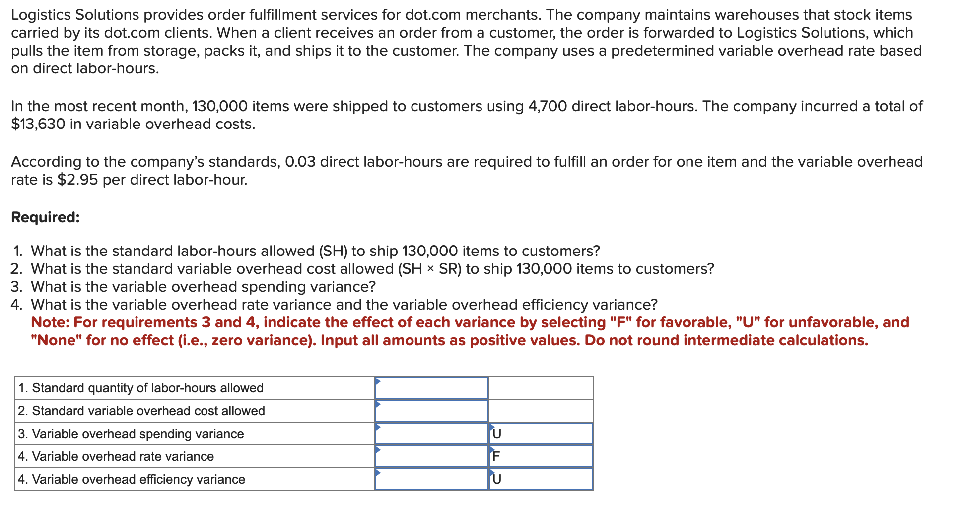 Solved Logistics Solutions provides order fulfillment | Chegg.com