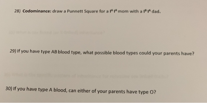 Solved 28) Codominance: draw a Punnett Square for a IA JA | Chegg.com