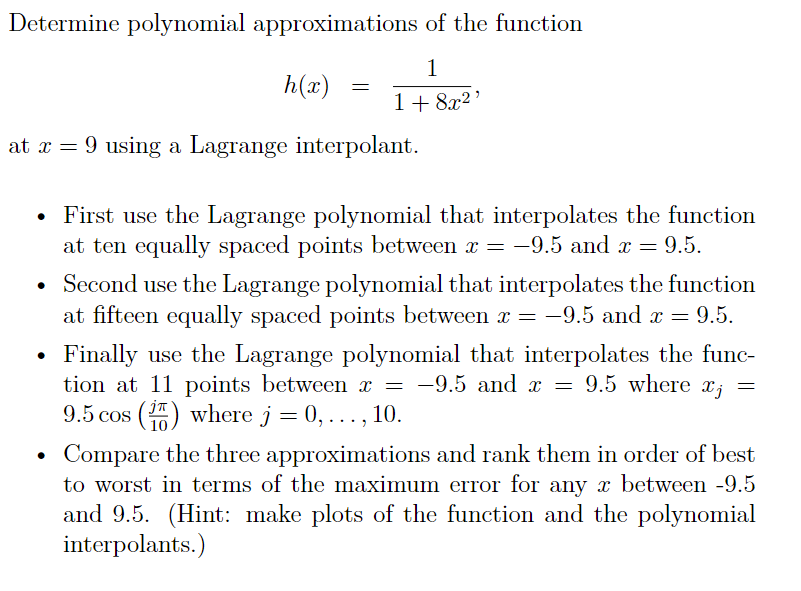 Solved Determine polynomial approximations of the function | Chegg.com