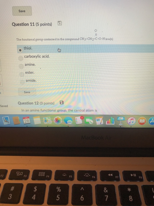 Solved Question 10 (3 points) d The functional group(s) | Chegg.com