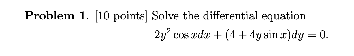Solved Problem 1. (10 points] Solve the differential | Chegg.com