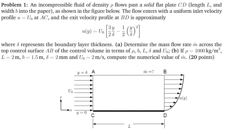 Solved Problem 1: An incompressible fluid of density p flows | Chegg.com