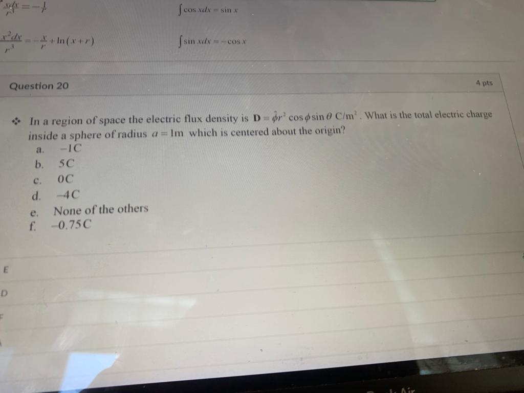 Solved ∫cosxdx=sinx r3x2dx=−rx+ln(x+r) ∫sinxdx=−cosx | Chegg.com