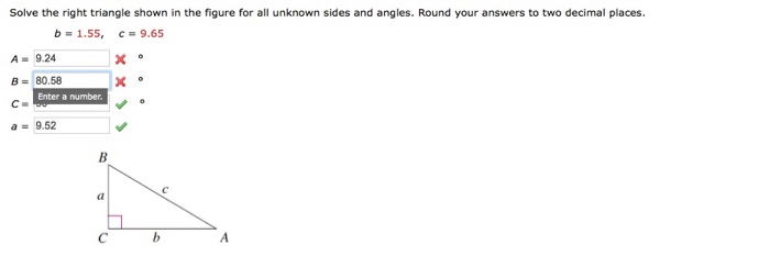 Solved Solve the right triangle shown in the figure for all | Chegg.com