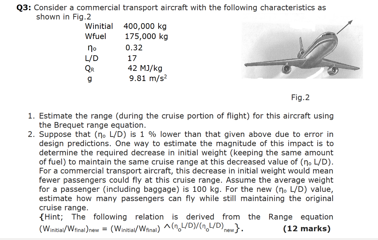Solved Q3: Consider a commercial transport aircraft with the | Chegg.com