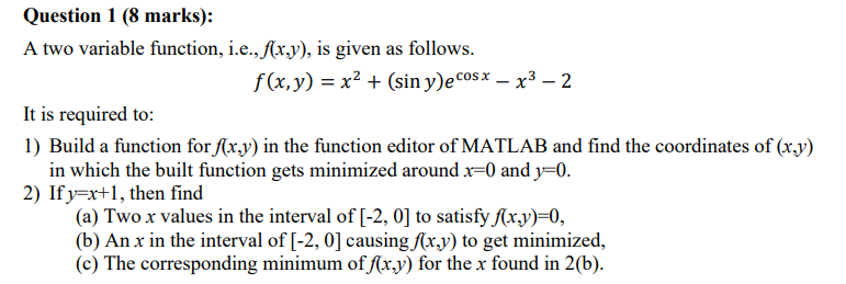 A two variable function, i.e., f(x,y), is given as | Chegg.com