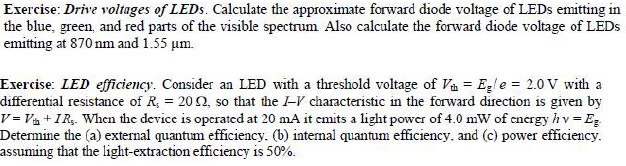 Solved Exercise: Drive voltages of LEDs. Calculate the | Chegg.com