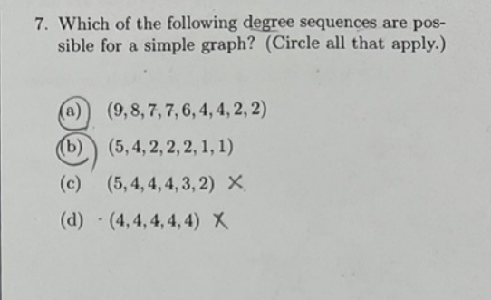 Solved Which of the following degree sequences are pos-sible | Chegg.com
