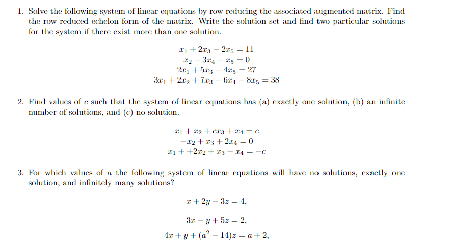 Solved 1. Solve the following system of lincar equations by | Chegg.com