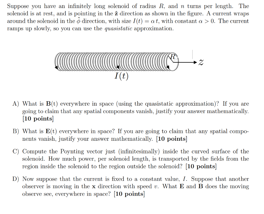 Solved Suppose you have an infinitely long solenoid of | Chegg.com