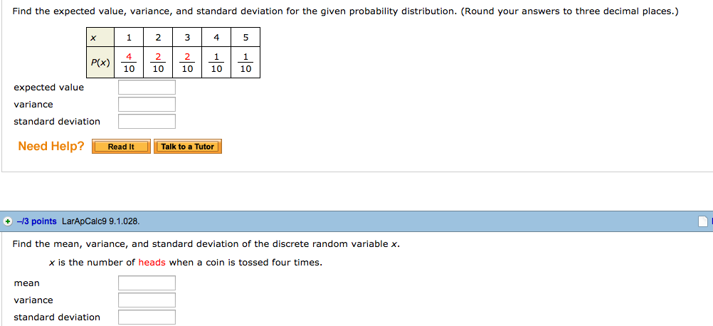Solved Find The Expected Value Variance And Standard