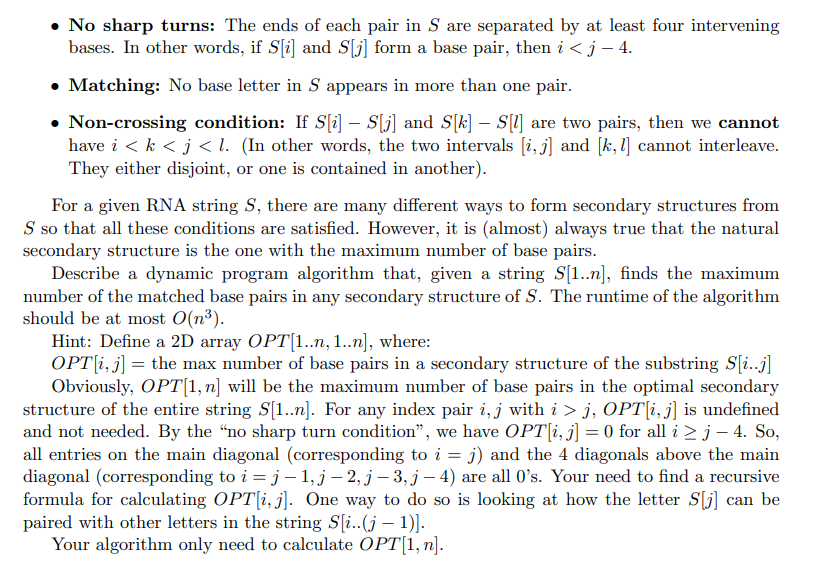 Solved 5. (8 pts) RNA Secondary Structure Problem. Let | Chegg.com