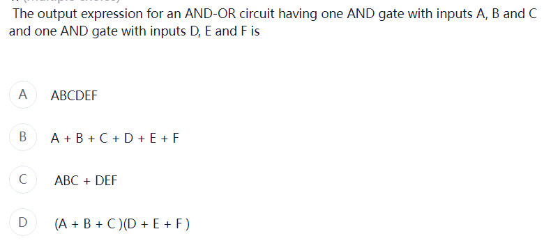 Solved The output expression for an AND-OR circuit having | Chegg.com