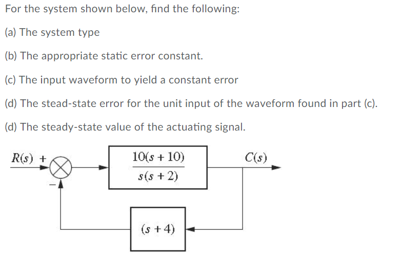 Solved For the system shown below, find the following: (a) | Chegg.com