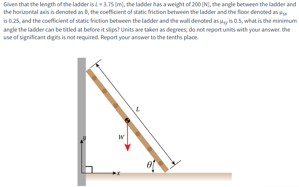 Solved Given that the length of the ladder is L=3.75 [m], | Chegg.com