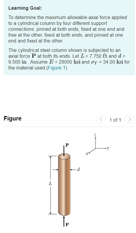 Solved Learning Goal: To determine the maximum allowable | Chegg.com