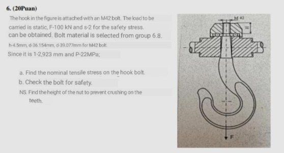Solved 6. (20Puan) The hook in the figure is attached with | Chegg.com