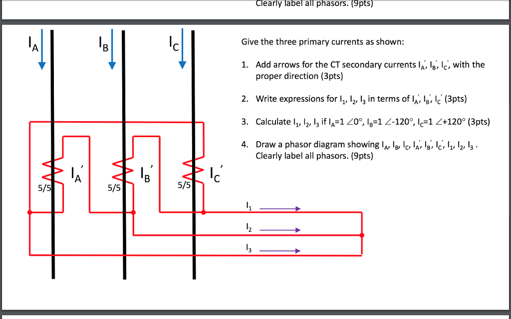 Solved Clearly label all phasors. (9pts) Give the three | Chegg.com