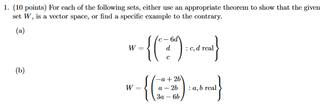 Solved 1. (10 points) For each of the following sets, either | Chegg.com