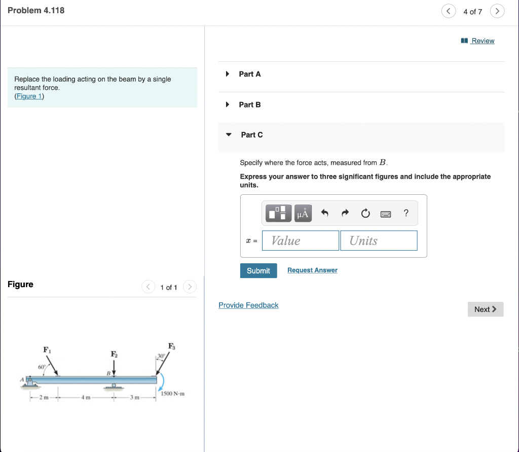Solved Replace the loading acting on the beam by a single | Chegg.com