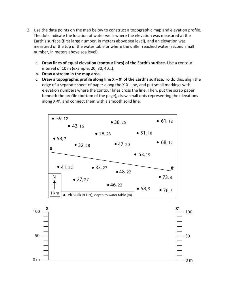 Solved 2. Use the data points on the map below to construct | Chegg.com