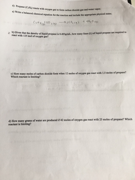 Solved Propane (C_3H_4) reacts with oxygen gas to form | Chegg.com