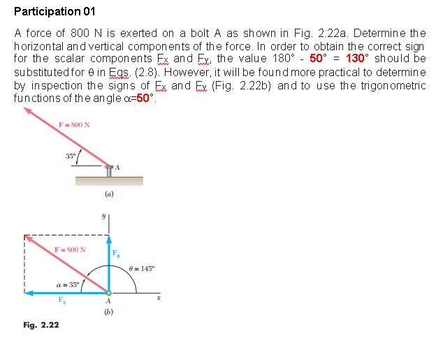 Solved Participation 01 A force of 800 N is exerted on a | Chegg.com