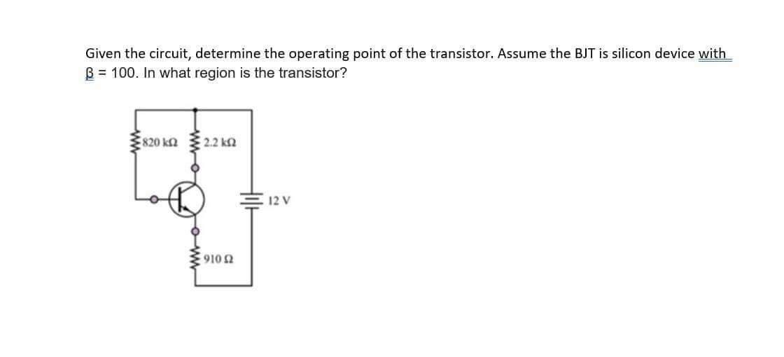 Solved Given the circuit, determine the operating point of | Chegg.com