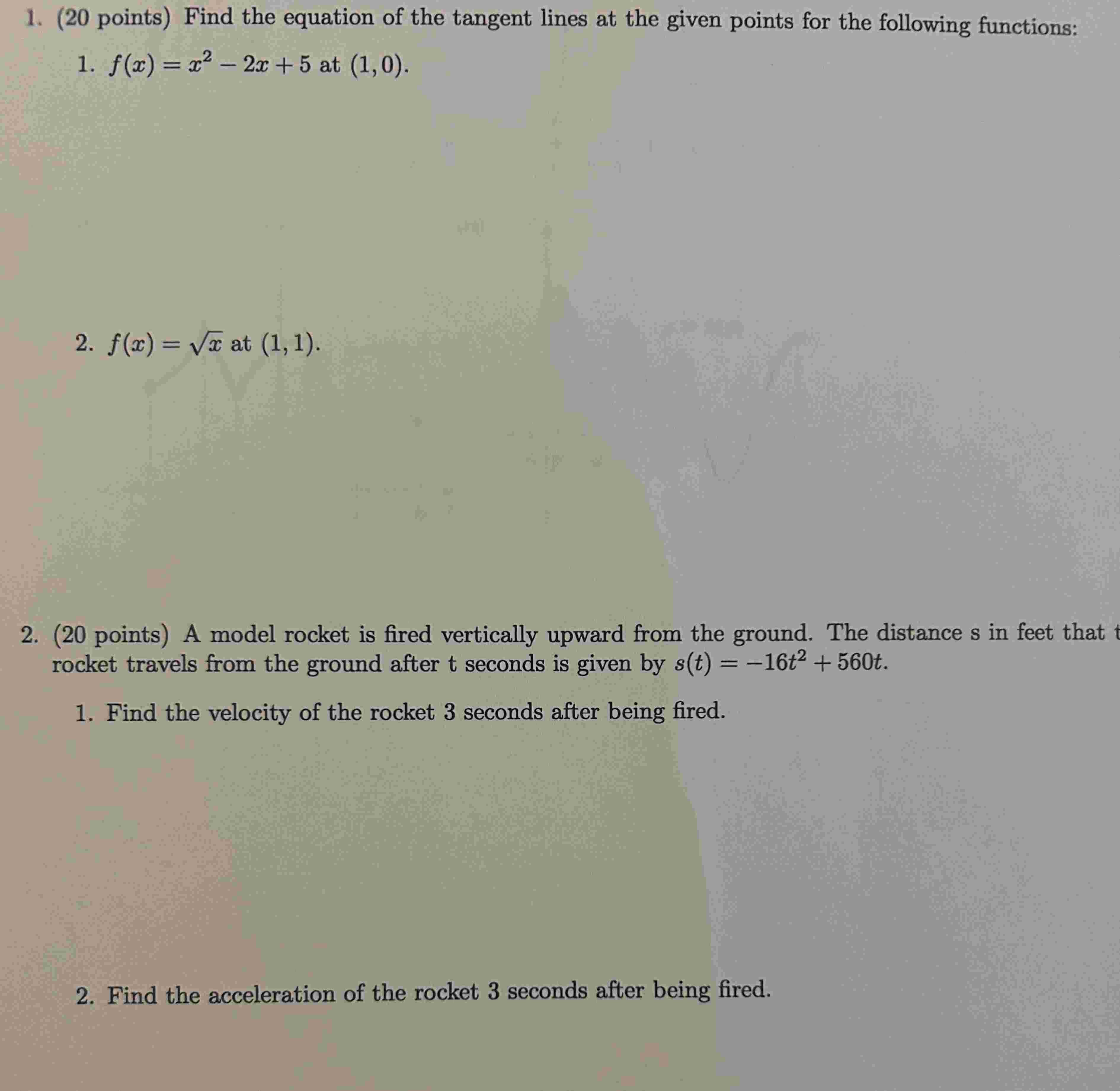 Solved ( 20 ﻿points) ﻿Find the equation of ﻿the tangent | Chegg.com