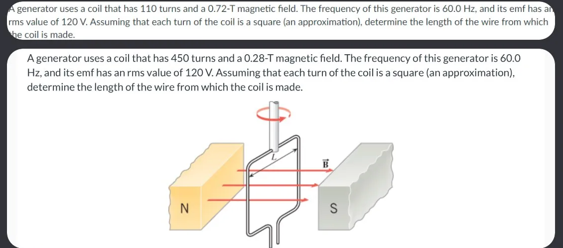 Solved generator uses a coil that has 110 ﻿turns and a | Chegg.com