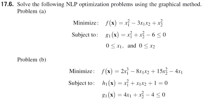 Solved 17.6. Solve the following NLP optimization problems | Chegg.com