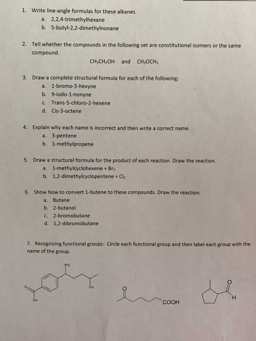 Solved Write line-angle formulas for these alkanes. 1. | Chegg.com