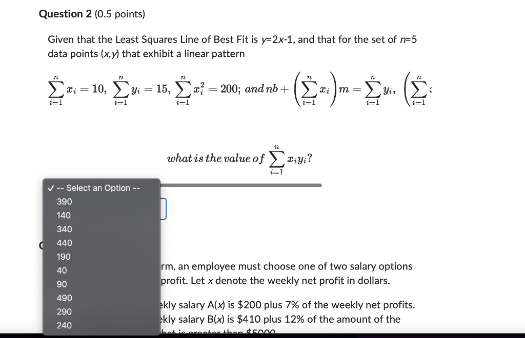 Solved Given that the Least Squares Line of Best Fit is | Chegg.com