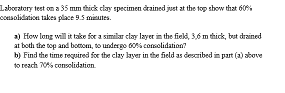 Solved Laboratory test on a 35 mm thick clay specimen | Chegg.com