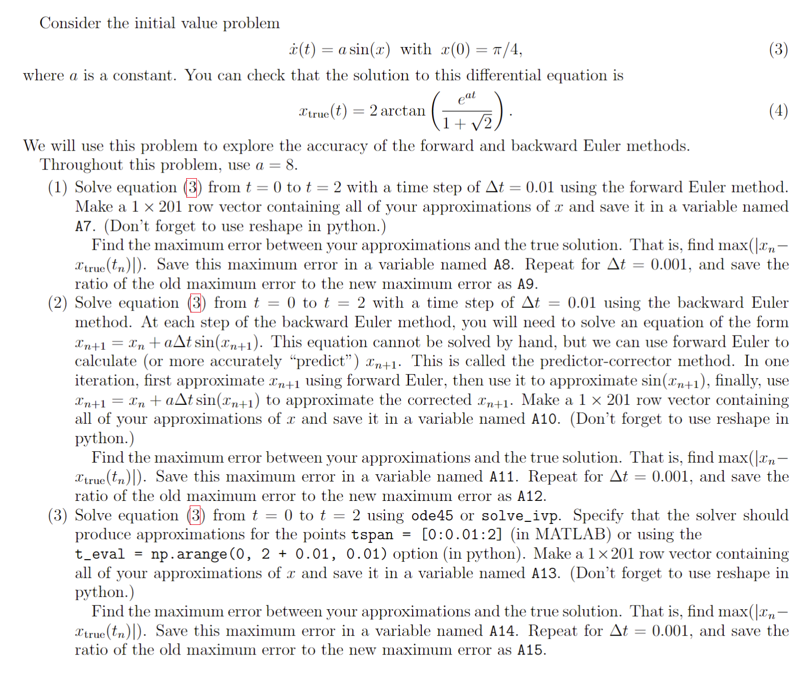 Solved Consider the initial value problemx˙(t)=asin(x) ﻿with | Chegg.com