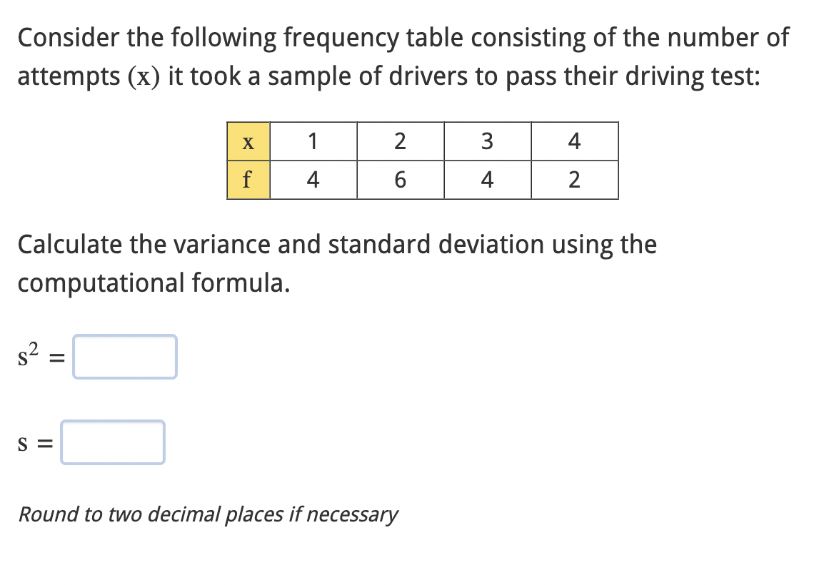 Solved Consider the following frequency table consisting of | Chegg.com