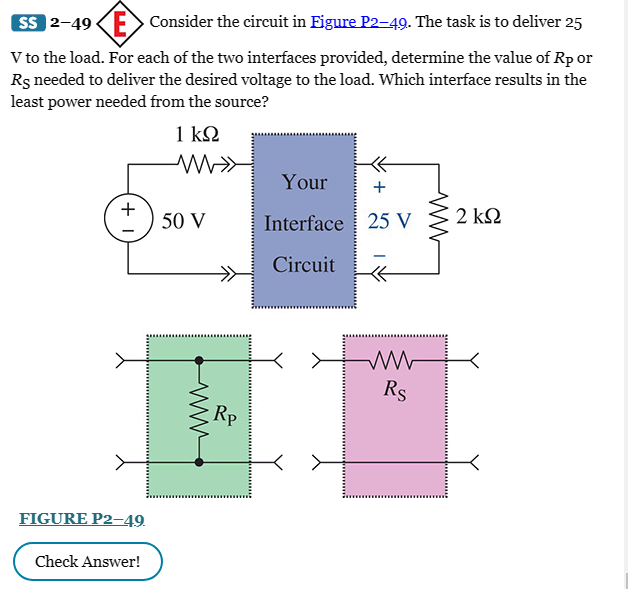 Solved V to the load. For each of the two interfaces | Chegg.com