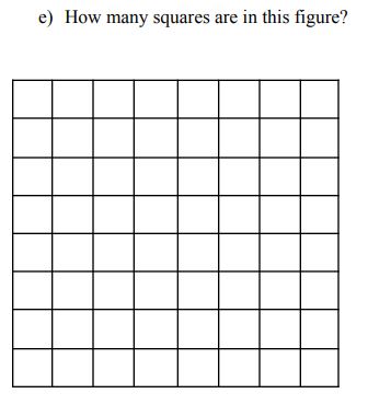 Solved e) How many squares are in this figure? | Chegg.com