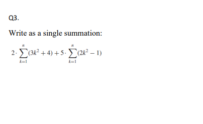 Solved q3. Write as a single summation: (1- 282)X .5+ (4+ | Chegg.com