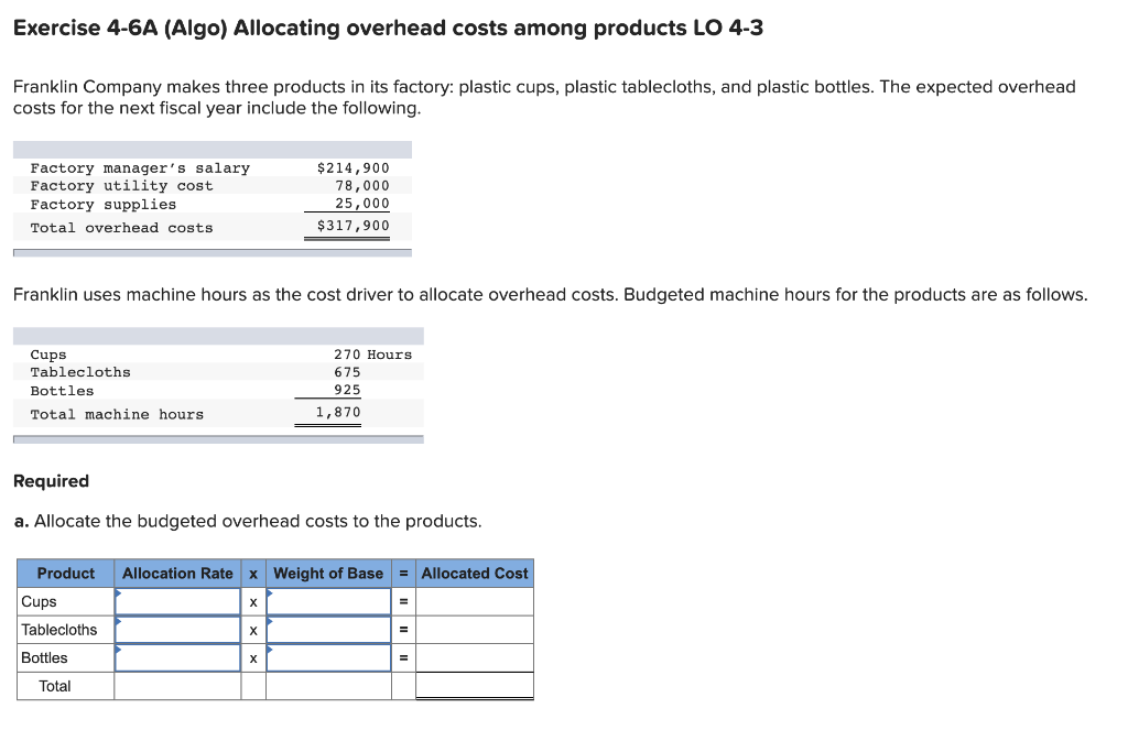 Solved Exercise 4-2A (Algo) Allocating costs between | Chegg.com