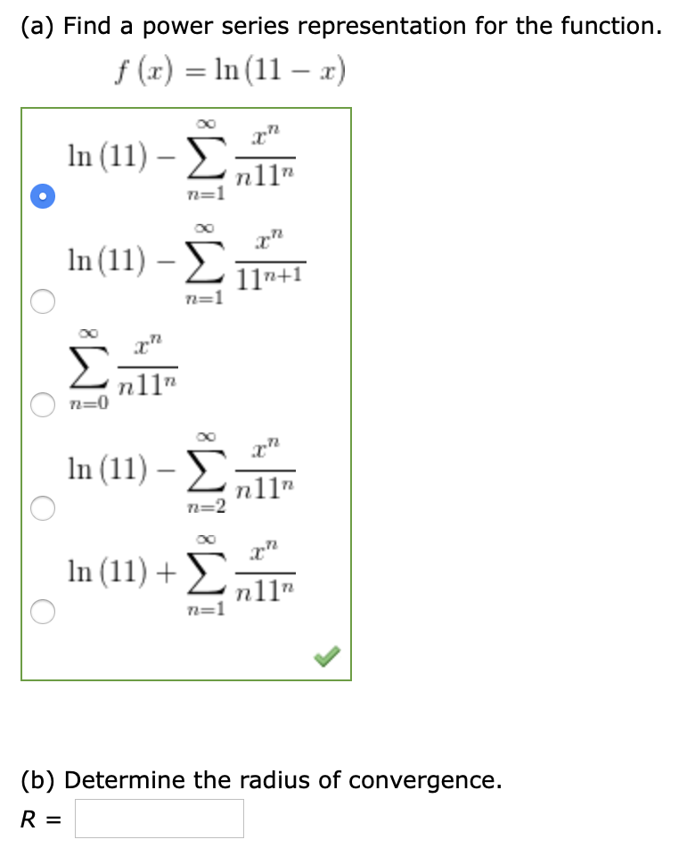Solved (a) Find a power series representation for the | Chegg.com