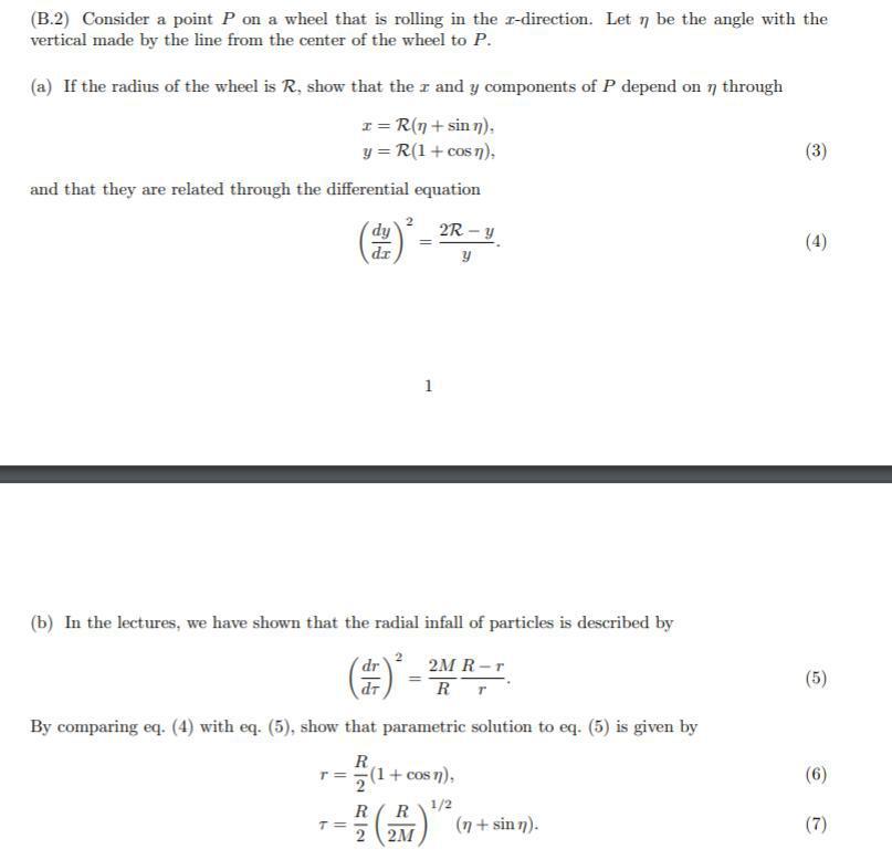 Solved (B.2) Consider a point P on a wheel that is rolling | Chegg.com