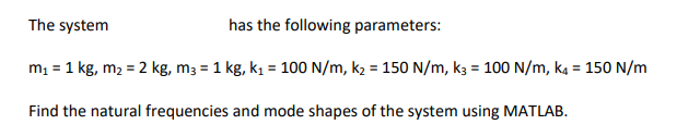 Solved The system has the following parameters: m1=1 kg,m2=2 | Chegg.com