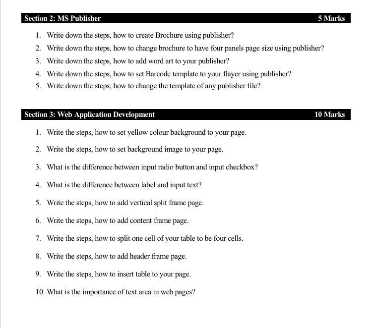 Solved Section 2: MS Publisher 5 Marks 1. Write down the | Chegg.com