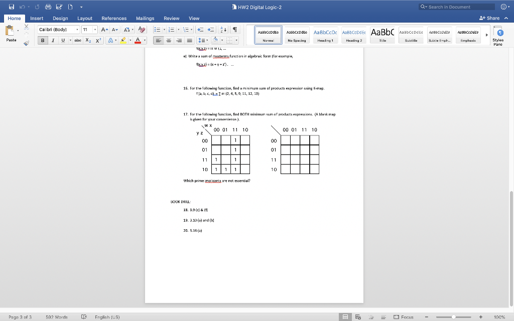 Solved HW2 Digital Logic-2 Search in Document Home Insert | Chegg.com